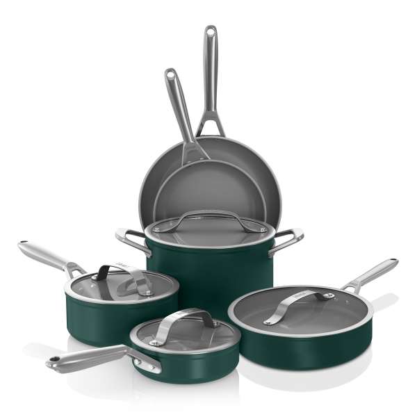 Ninja® Ceramic Pro 10-Piece Cookware Set British Racing Green Cookware ...
