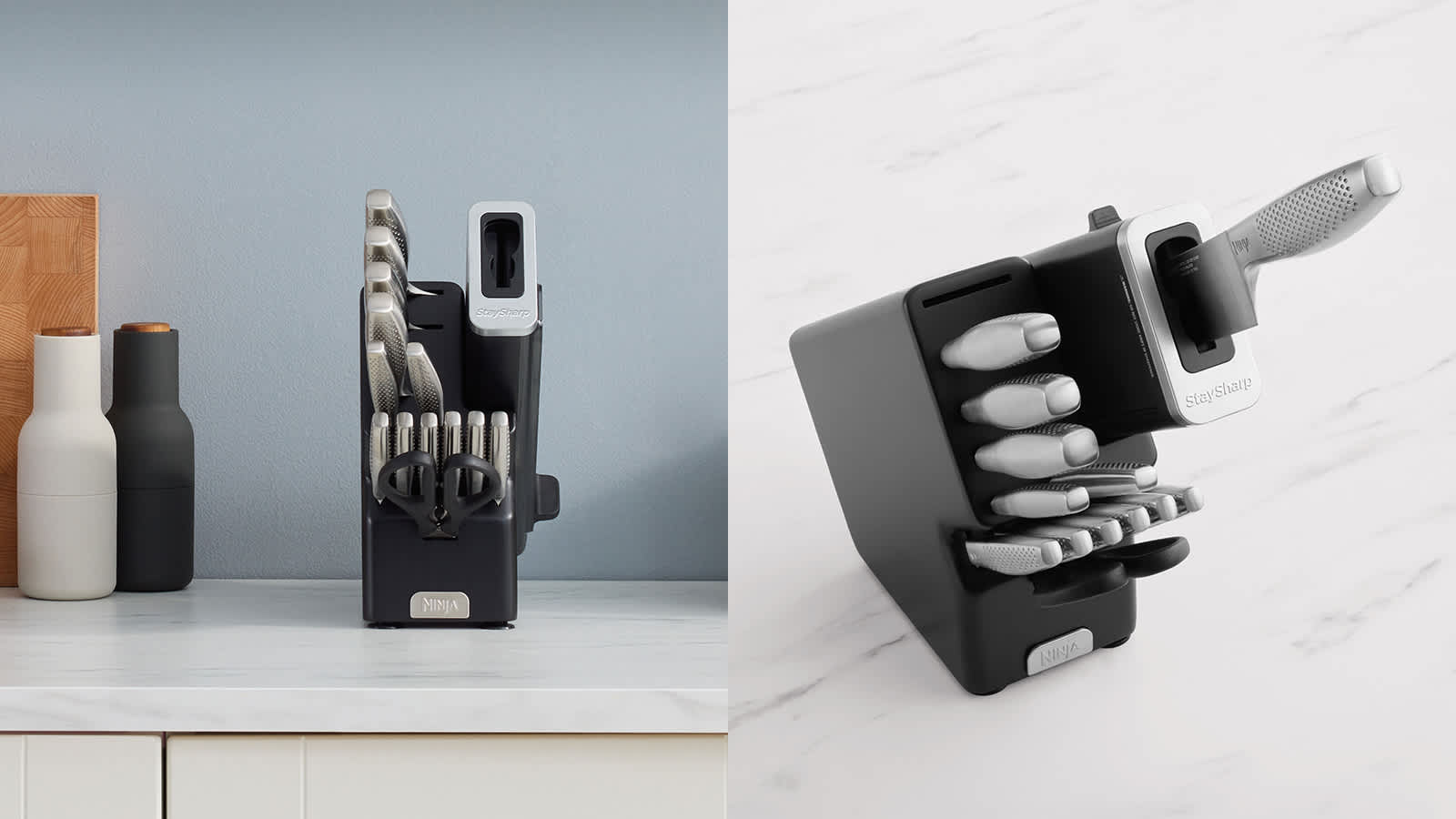 Ninja StaySharp 14-Piece Stainless Knife Set, Wood Block & Built-In ...