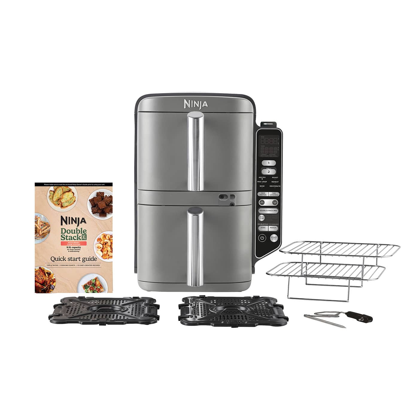 Ninja Double Stack XL 2-Ebenen Heißluftfritteuse 9,5 L mit Smart Cook ...