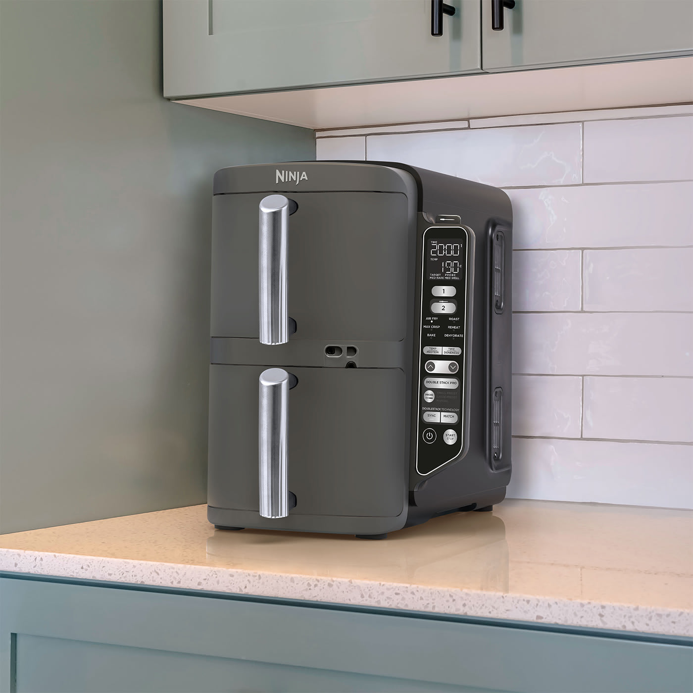 Ninja Double Stack XL 2-Ebenen Heißluftfritteuse 9,5 L mit Smart Cook ...