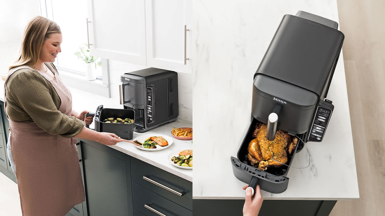 Ninja Double Stack XL 2-Ebenen Heißluftfritteuse 9,5 L mit Smart Cook ...