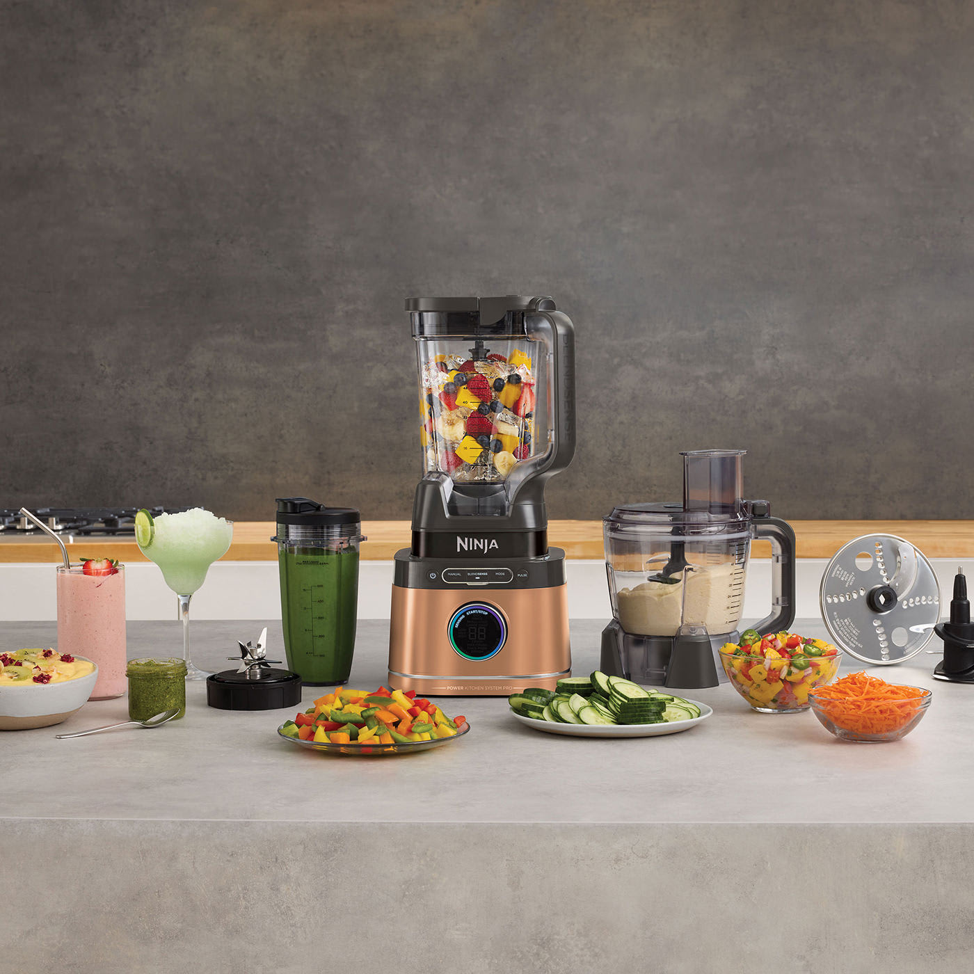 Ninja Deluxe Schwarz & Kupfer Detect Power Mixer & Processor Pro ...