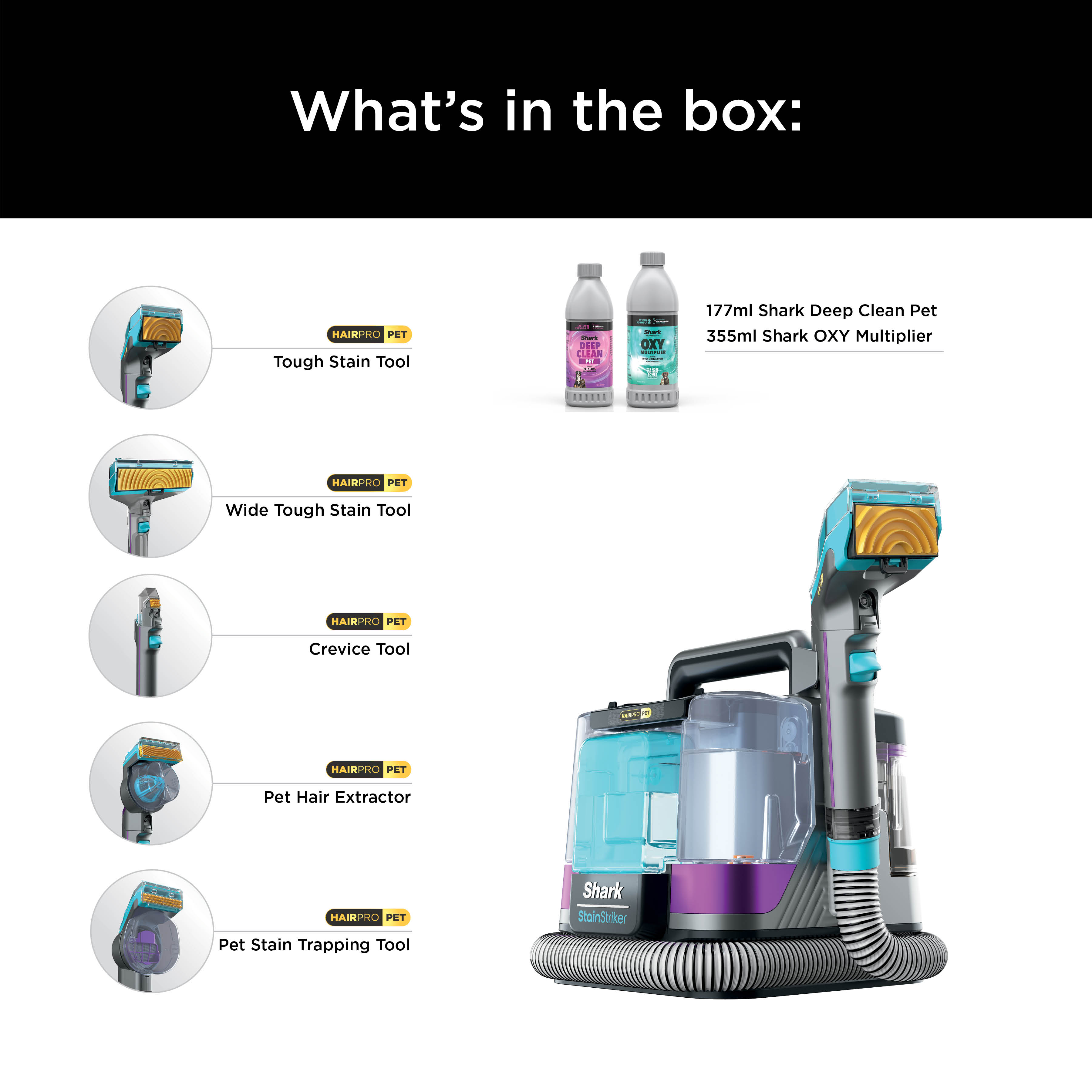 Shark StainStriker HairPro Pet Stain & Spot Cleaner PX250UKT - Carpet ...