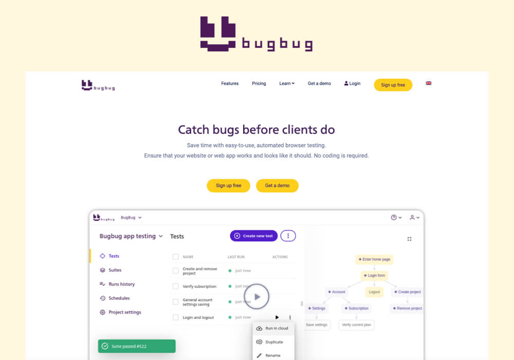 BugBug - An intuitive tool for end-to-end web app testing - Owwly