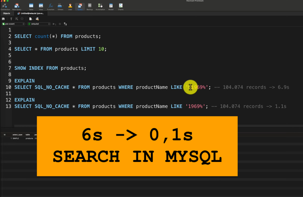 Với 13 triệu dữ liệu và 4Gb chúng tôi cải thiện tìm kiếm từ 6s còn 1s trong MYSQL không sử dụng ...
