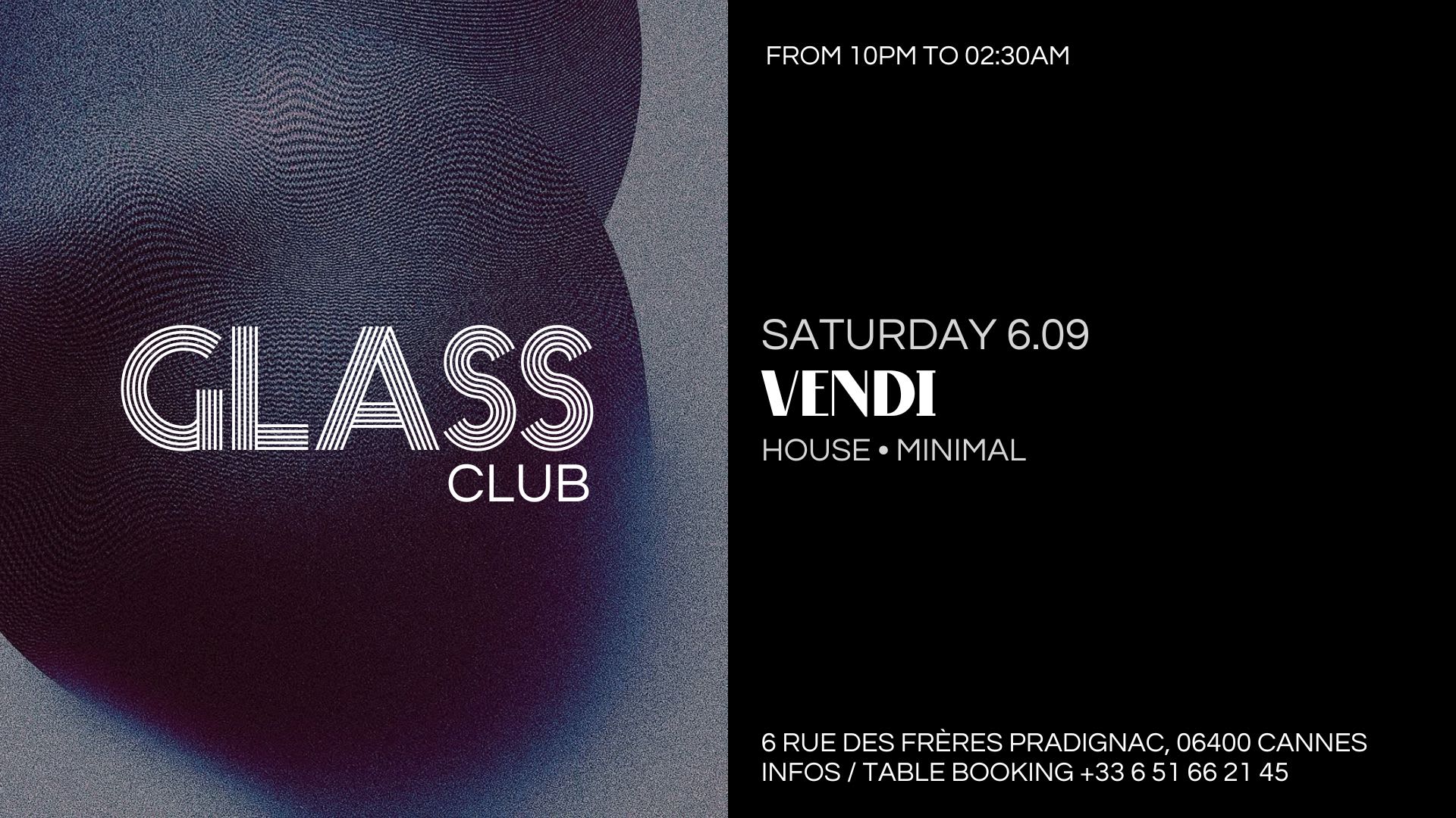 Glass Club Reçoit Vendi, Cannes · Billets Shotgun