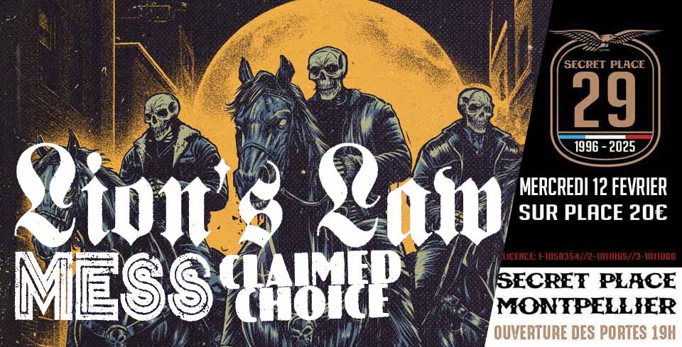 Lion's Law + Mess + Claimed Choice, Saint-Jean-De-Védas · Shotgun Tickets
