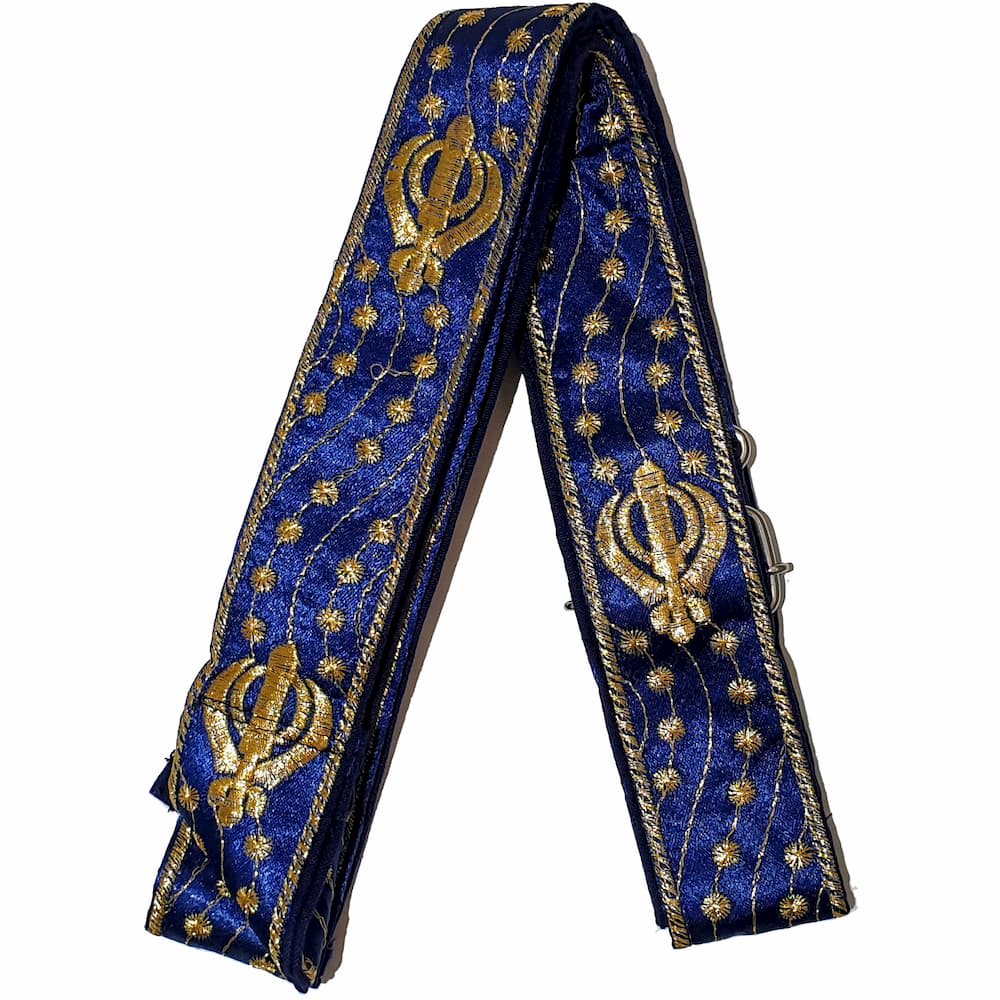 Adjustable Decorative Khanda Gatra - Blue & Gold - SikhiStore