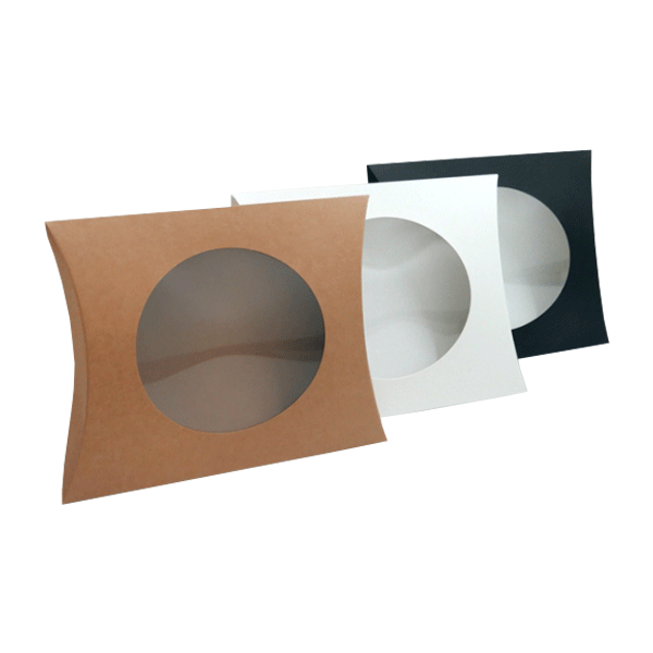 Custom Window Pillow Boxes | Wholesale Kraft Window Pillow Boxes | Sire ...