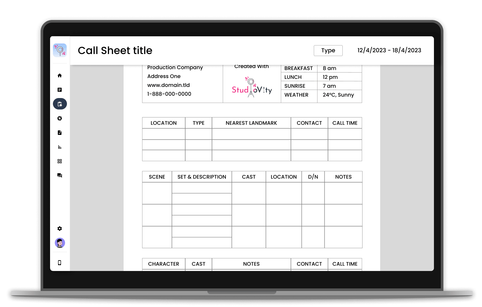 Studiovity - Video, Film-TV Production management & screenplay software