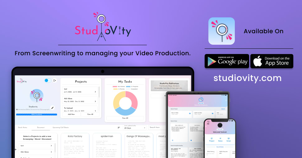 Studiovity Login: Screenplay & Film production management app