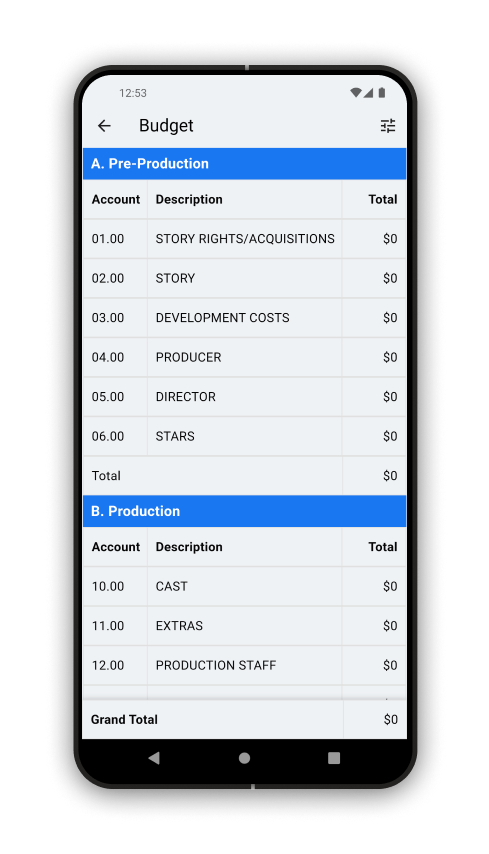 Free Movie Budgeting Software for film production: Studiovity