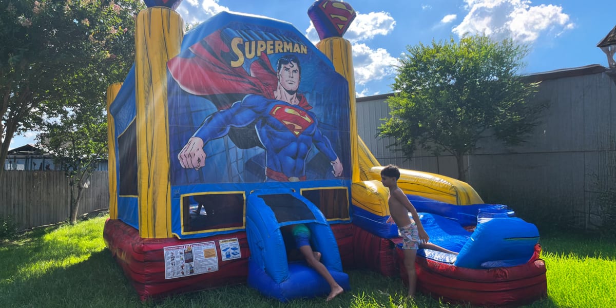 Houston Superman 6in1 Bounce House Combo Rental Dry/ Wet Pool