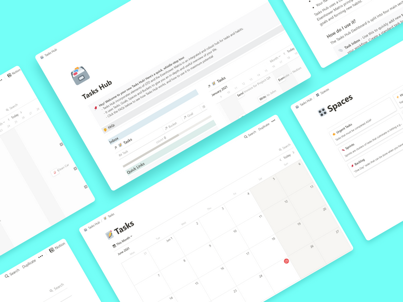 Notion Tasks Hub | Notion Template | Prototion