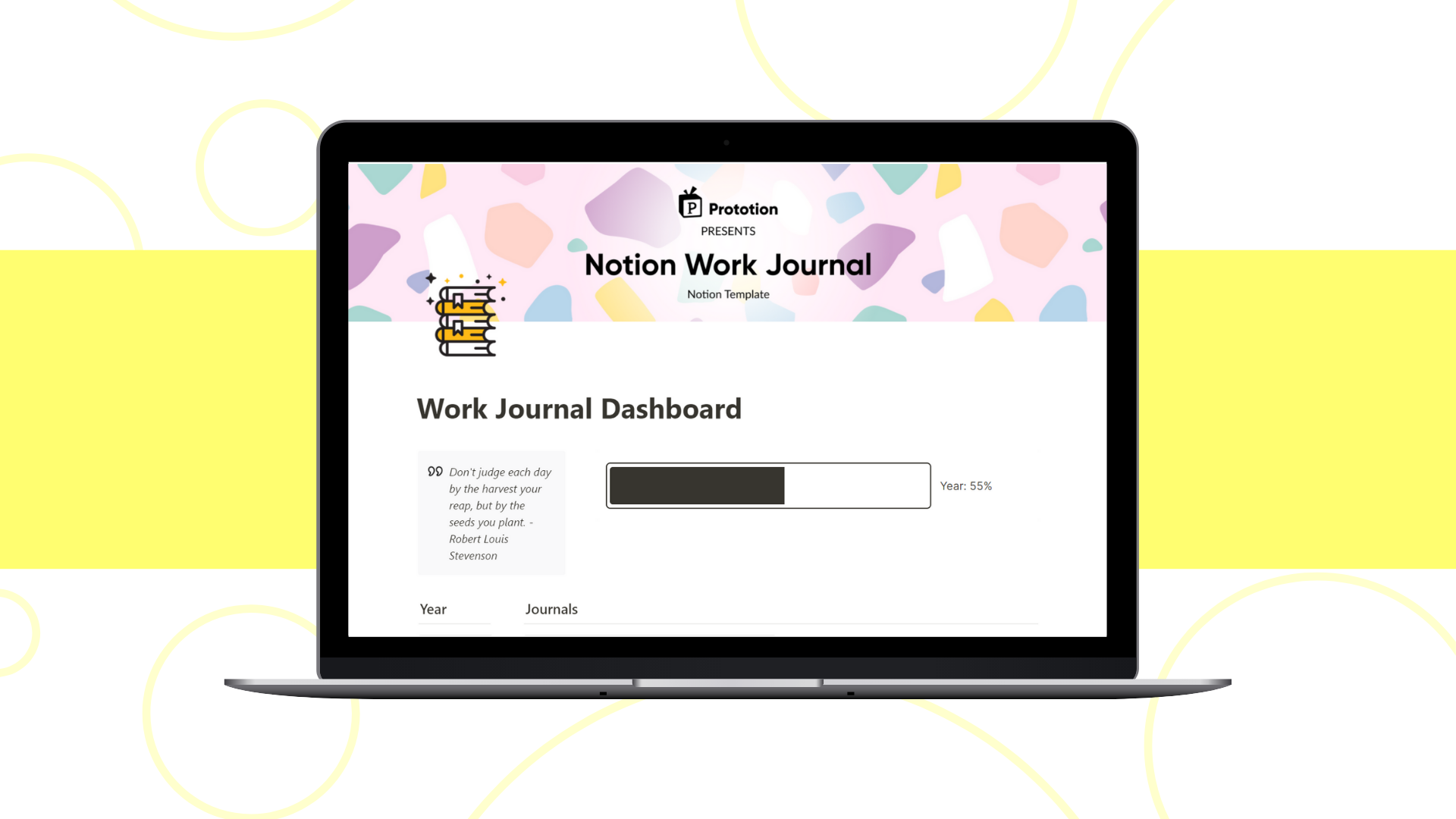 Work Journal Dashboard | Free Notion Template| Prototion