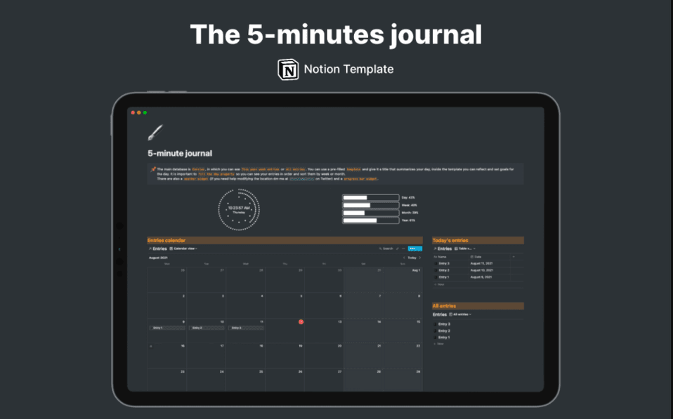 5 Minutes Journal Free Notion Template Prototion 5 Minutes Journal Free Notion Template Prototion