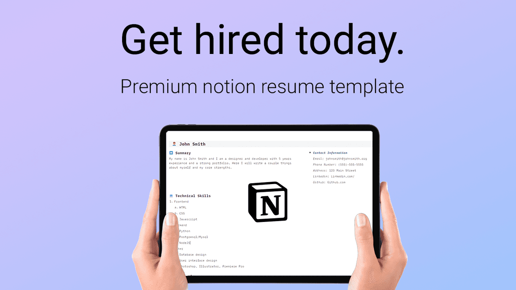 Resume Template | Ready-To-Use Notion CV For Success