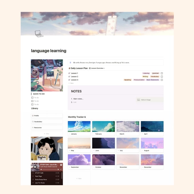 Language Learning Prototion Notion Template