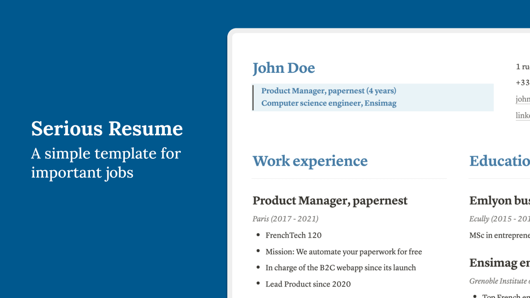 Serious Resume/CV | Prototion | Buy Notion Template