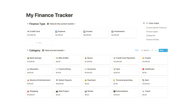 My Finance Tracker | Prototion | Buy Notion Template