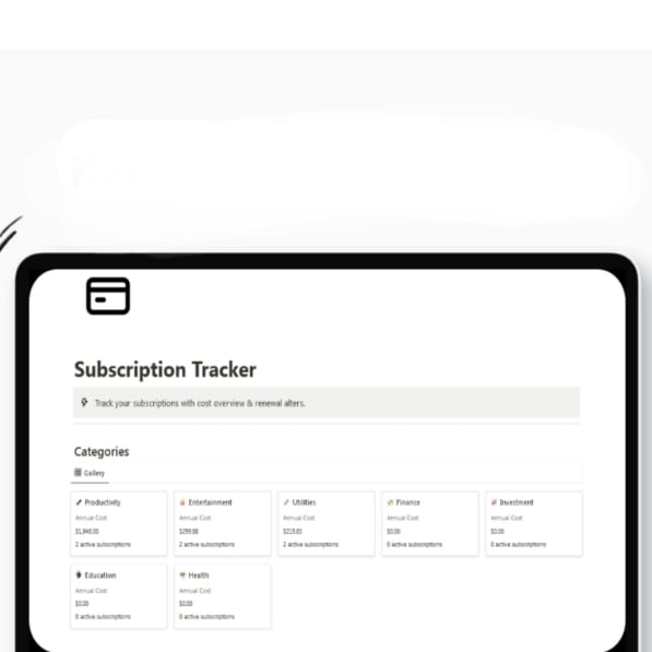 Subscription Tracker | Prototion | Buy Notion Template