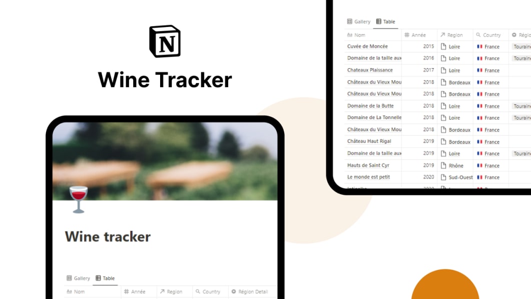 Notion's wine tracker template | Prototion