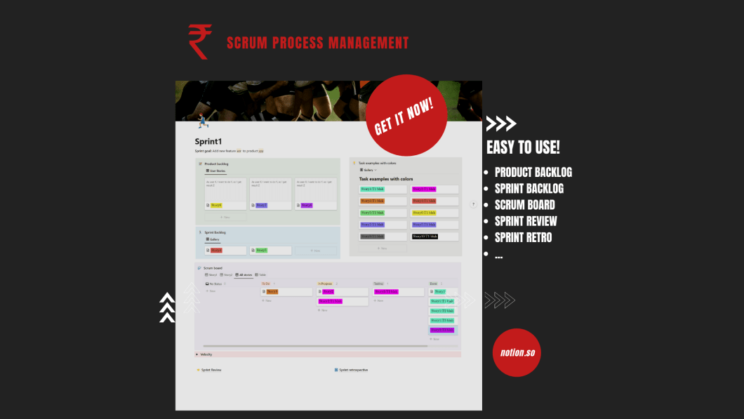 SCRUM PROCESS MANAGEMENT | Prototion | Buy Notion Template SCRUM PROCESS MANAGEMENT | Prototion | Buy Notion Template
