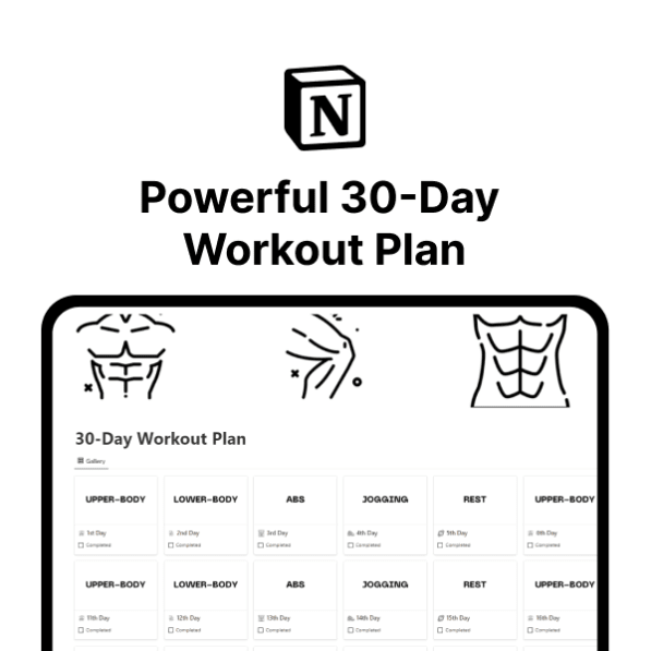 Powerful 30-Day Workout Plan | Prototion | Notion Template