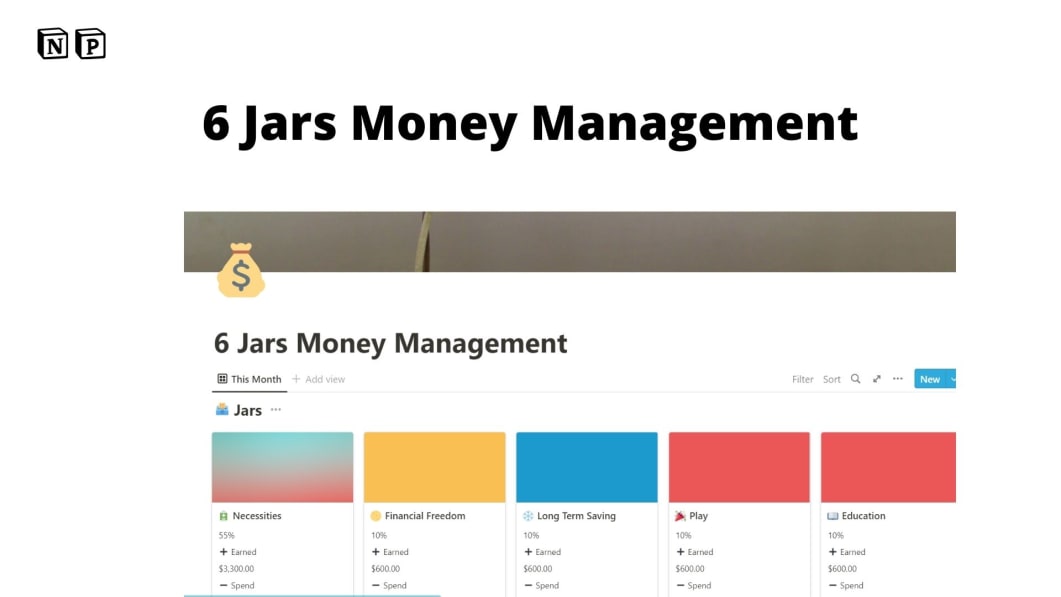 6 Jars Money Management by Notion | Prototion