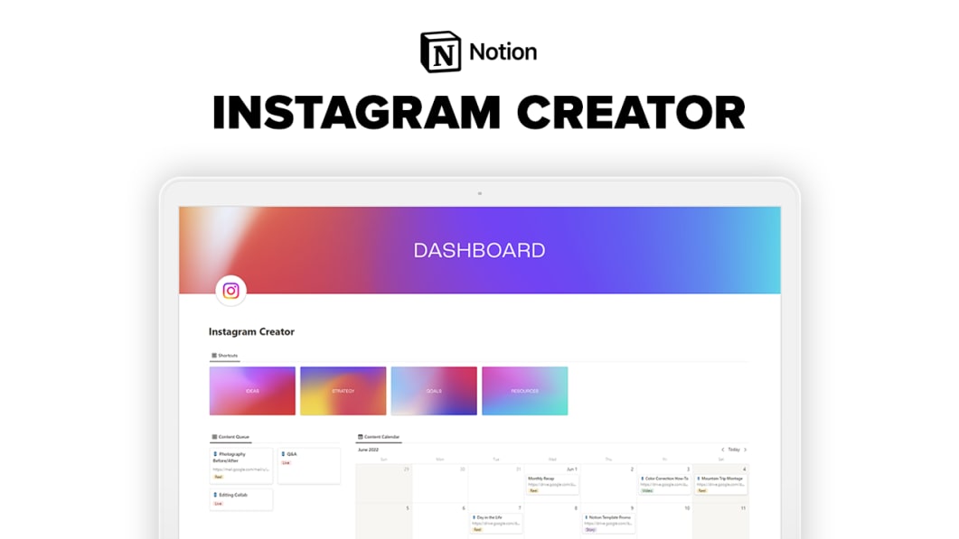 Instagram Creator | Ready-to-Use Notion Template | Prototion