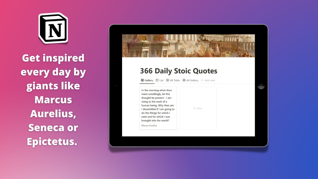 366 Stoic Quotes for Entrepreneurs | Notion Template