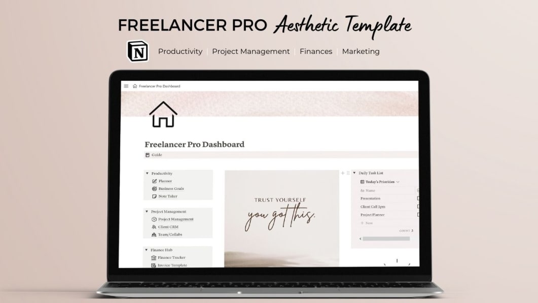 Aesthetic Notion Freelancer PRO Template | Notion Template Aesthetic Notion Freelancer PRO Template | Notion Template