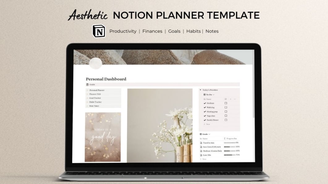 Aesthetic Notion Personal Planner Template | Prototion