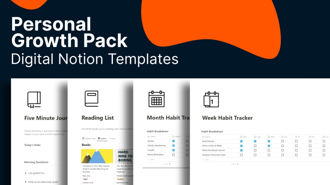 4 Page Personal Growth Pack | Prototion | Notion Template