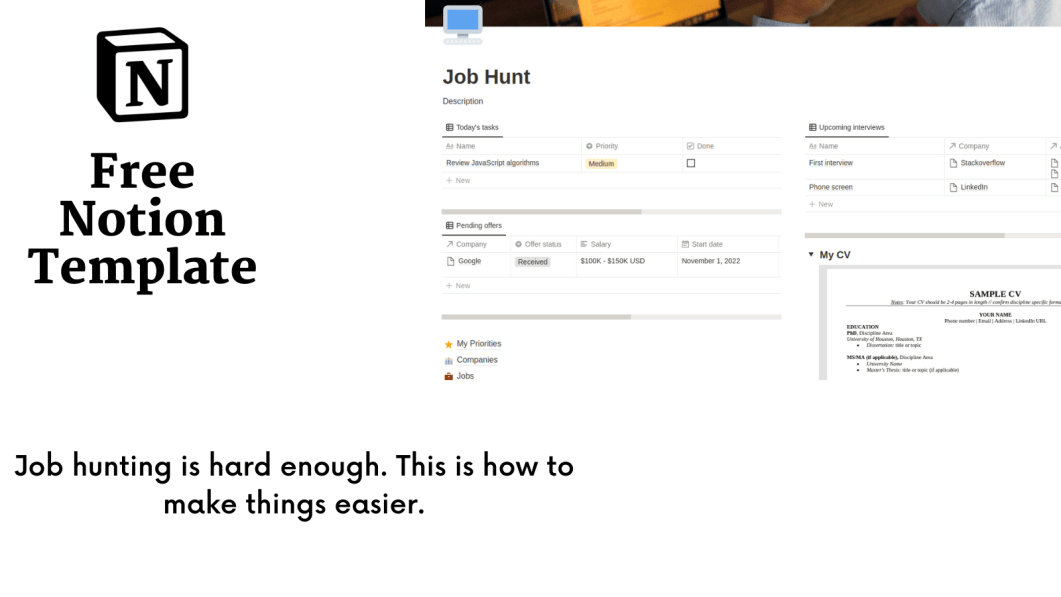 Ultimate job search & Interview tracker | Prototion | Notion