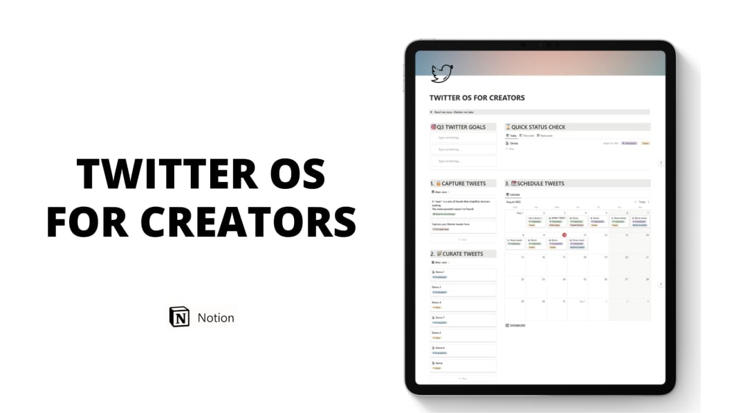 Twitter OS for creators. | Prototion | Buy Notion Template