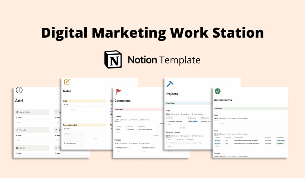 Digital Marketing Work Station | Prototion | Notion Template