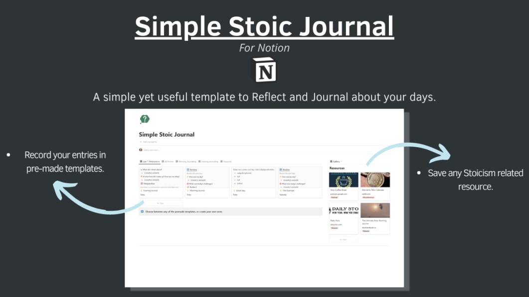 Simple Stoic Journal for Notion | Prototion