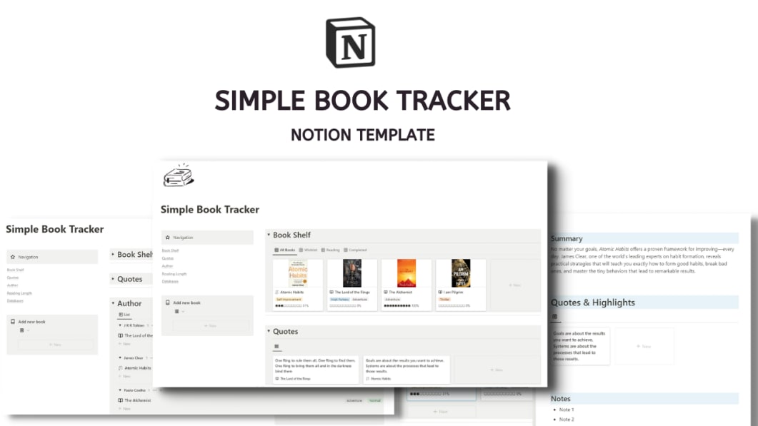 Simple Book Tracker | Prototion | Get Notion template Simple Book Tracker | Prototion | Get Notion template