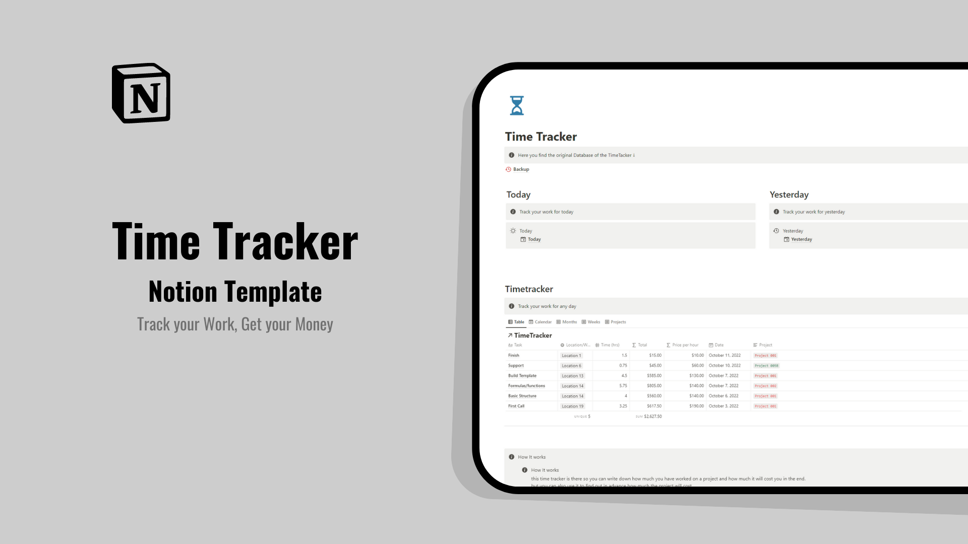 Time Tracker - TrackMe | Prototion | Get Notion Template