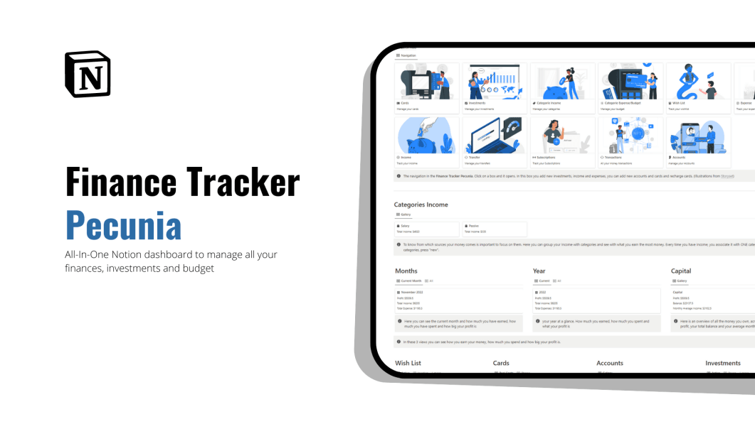 Finance Tracker Pecunia | Prototion | Buy Notion Template