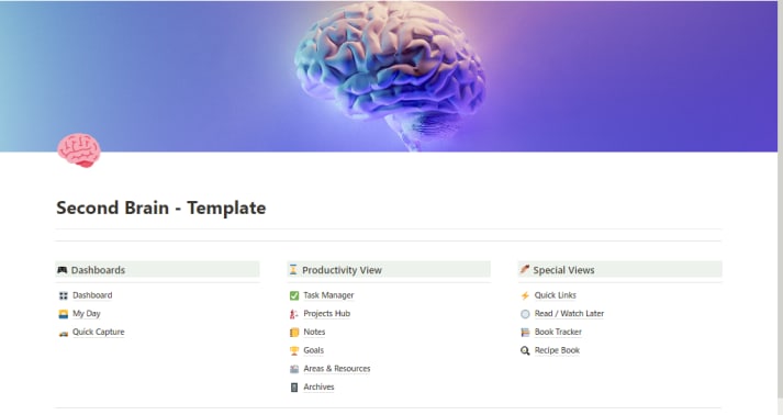 Second Brain Template| Prototion | Get Notion Template