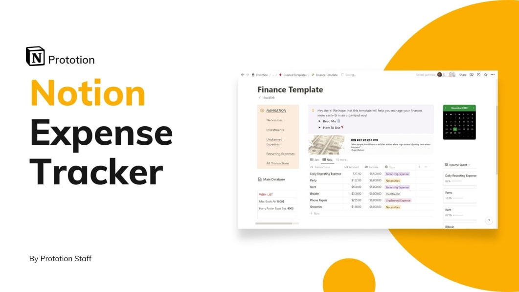 Expense Tracker | Prototion | Buy Notion Template
