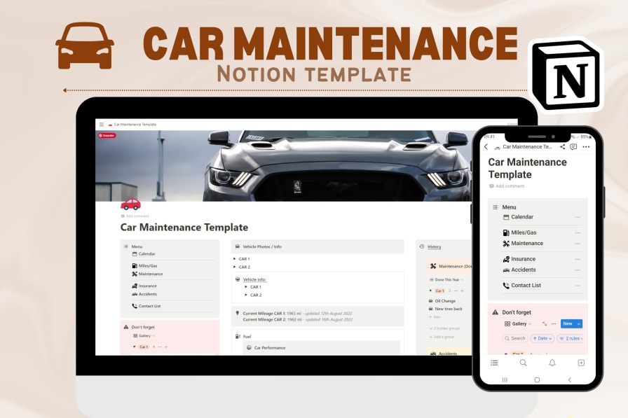 Vehicle Maintenance | Prototion | Buy Notion Template