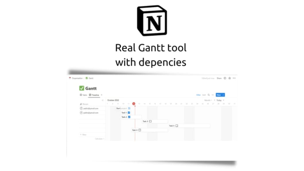 Gantt Notion project | Prototion | Buy Notion Template