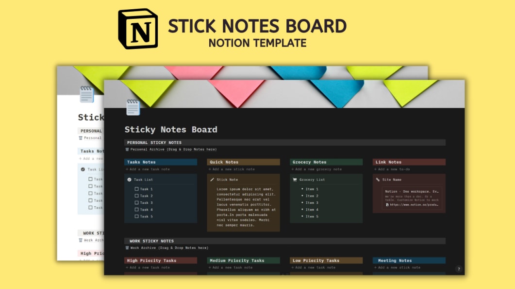 Sticky Notes Board | Prototion | Buy Notion Template Sticky Notes Board | Prototion | Buy Notion Template