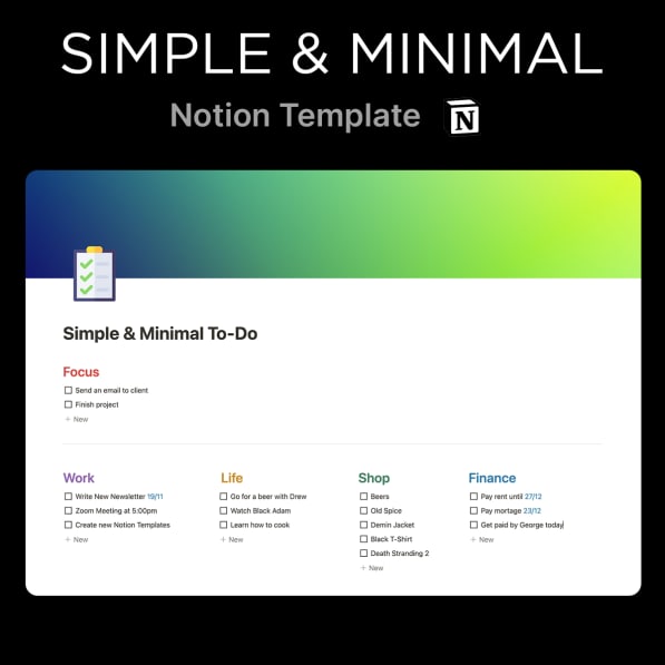 Simple & Minimal To-Do | Prototion | Get Notion Template