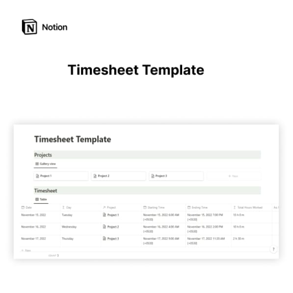 Timesheet Template | Prototion