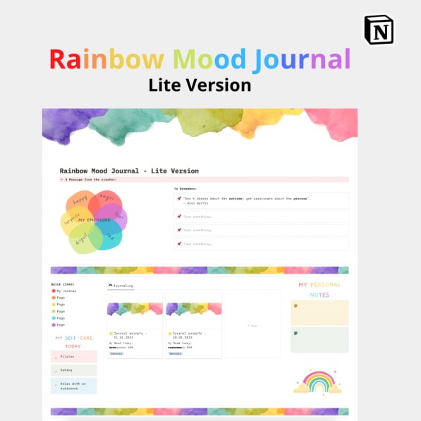 Rainbow Mood Journal | Prototion | Buy Notion Template