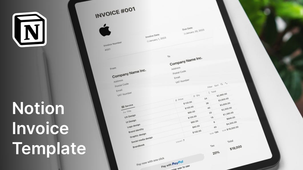 Invoice Template | Prototion | Get Notion Template